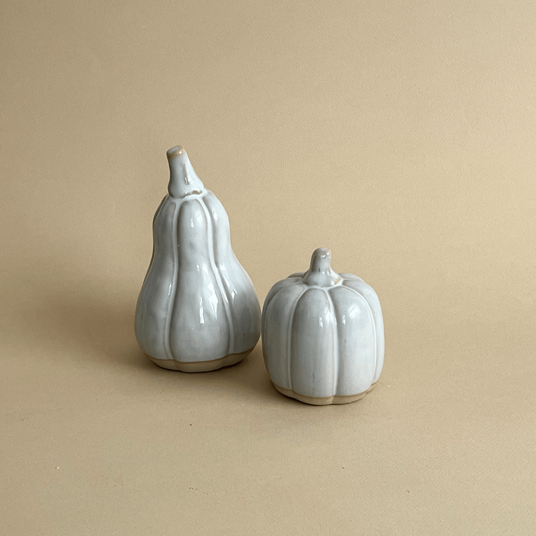 Set of decorative gray ceramic gourds – autumn decor – Lumea Deco