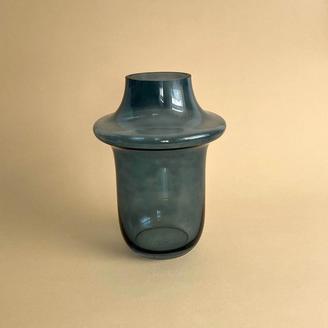 Modern blown glass vase in smoked blue | Lumea Deco